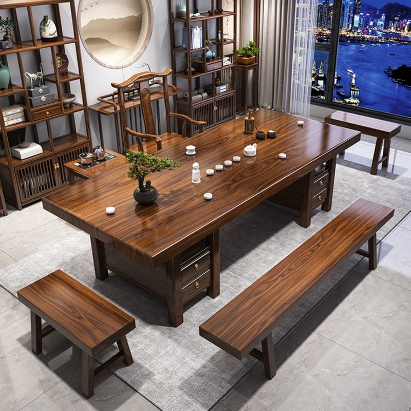 Coffee Table Solid Wood Tea Table And Chair Combination New Chinese ...