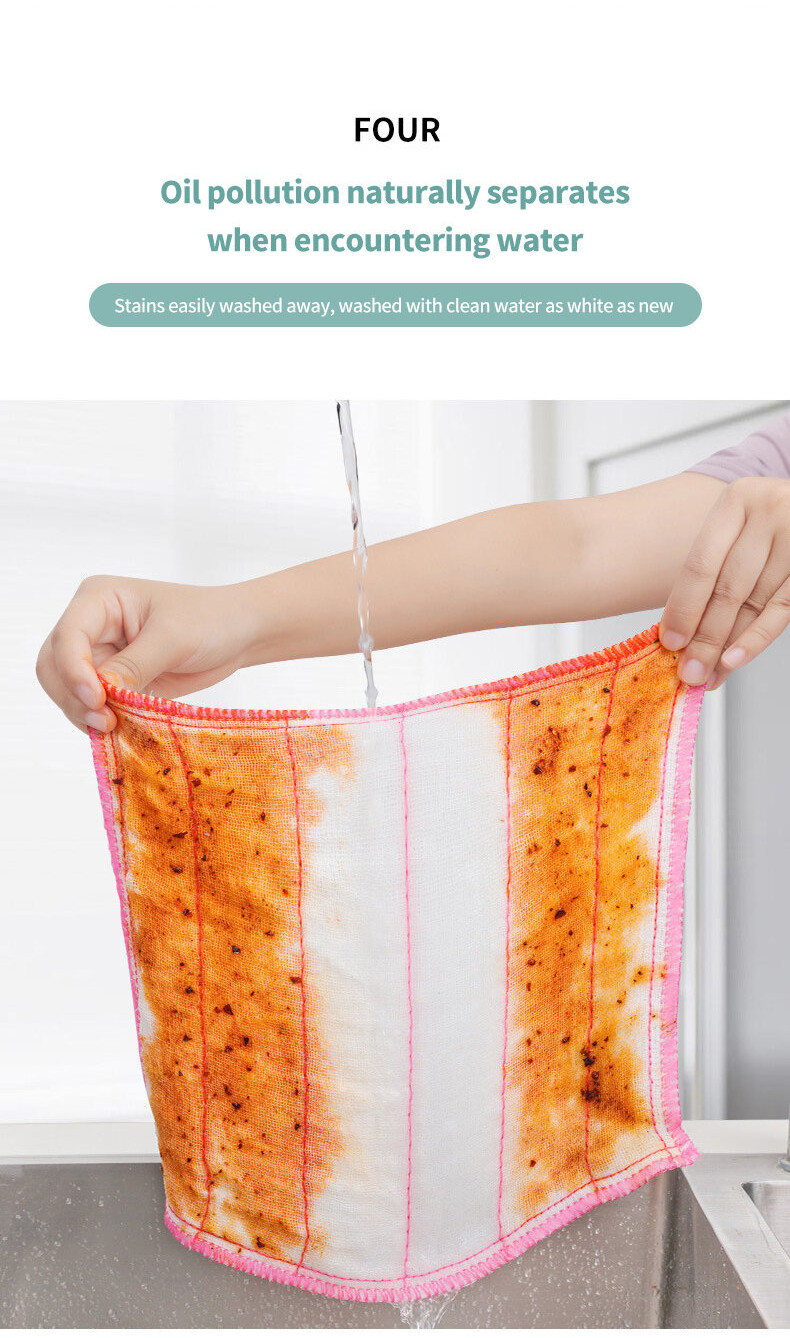 (HOME+) Cotton Yarn Dishwashing Cloth Kitchen Cloth Household Absorbent ...
