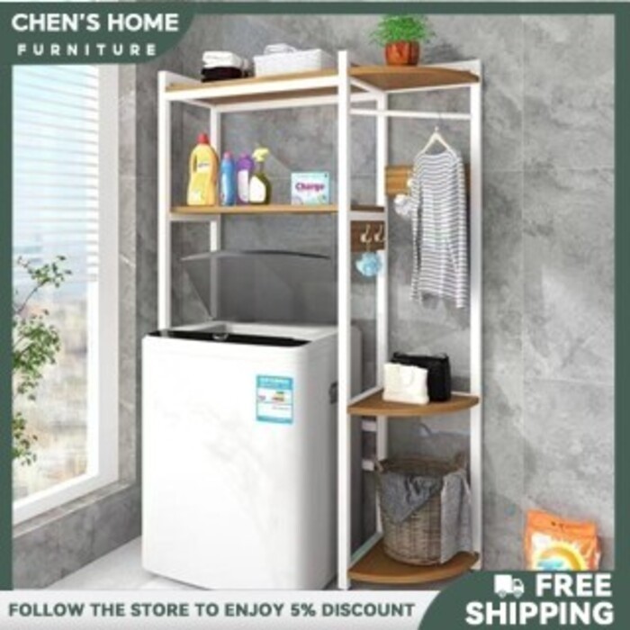 Washing hine Rack Flip Top Balcony Drum Flooring Multi-level Storage ...