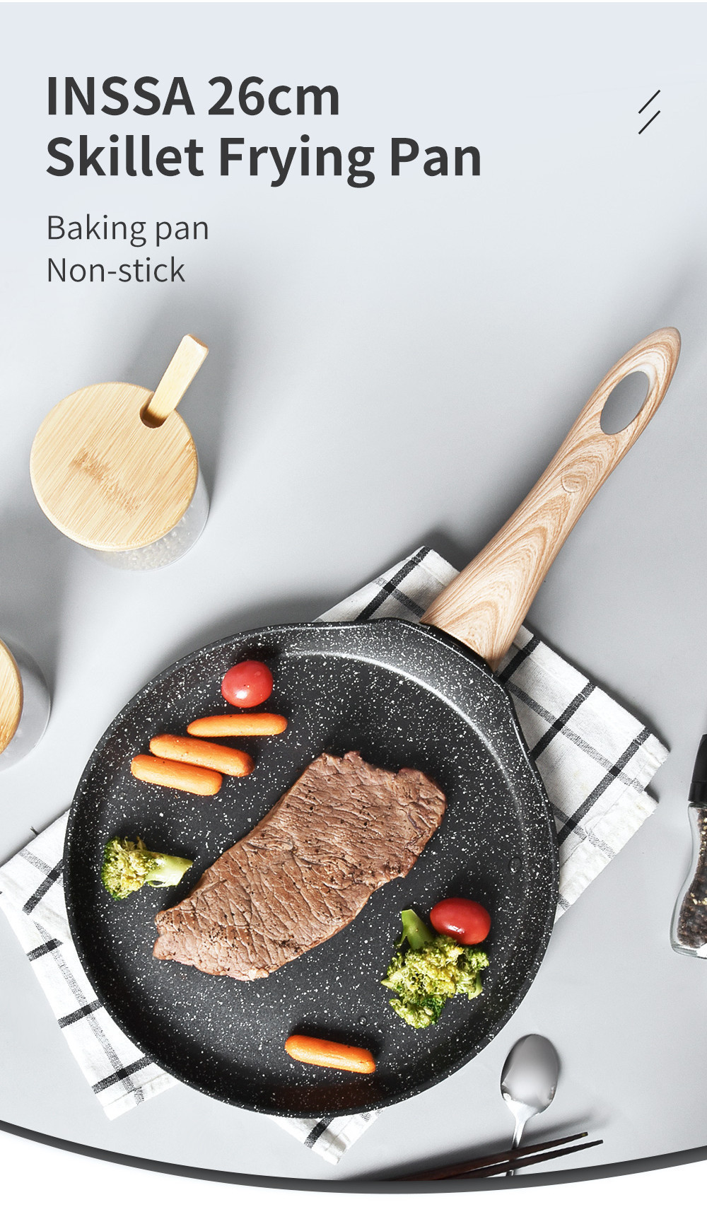 INSSA 26cm Skillet Frying Pan Mille-Feuille Cake Crepe Pan Pancake ...