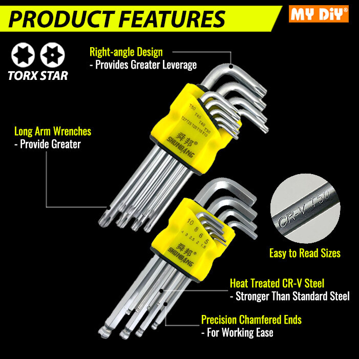 GREAT DEAL!!! 9PCS ALLEN KEY SET BALL POINT ALLEN KEY TORX STAR ALLEN ...