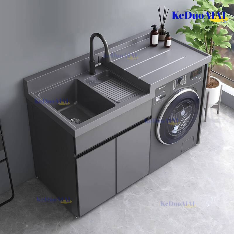 Balcony Washing Machine Cabinet Service Yard Roller Washing Sink With ...