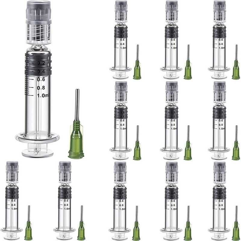 10 Pcs Reusable Borosilicate Glass Luer Lock Syringe Liquid Dispensing ...