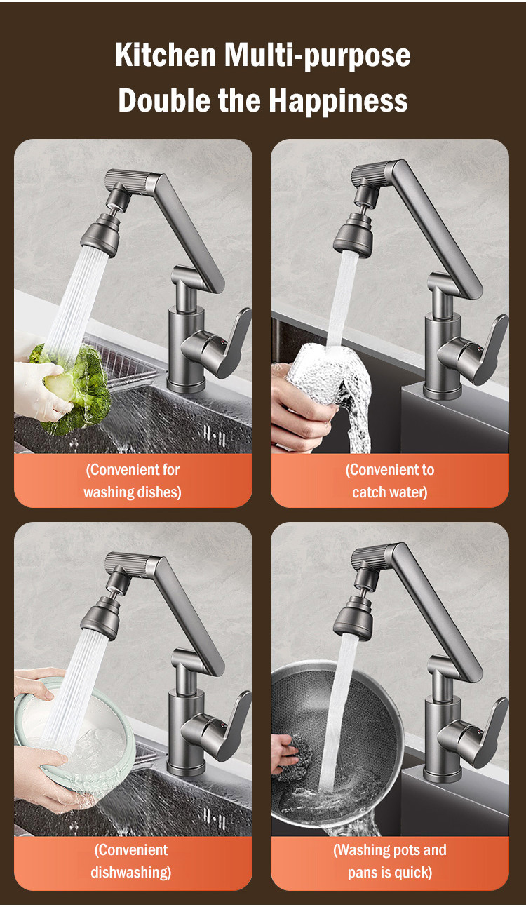 【Splash-proof/water-saving】1080° mechanical arm rotating faucet/Rotate ...