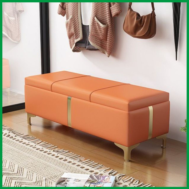 Shoe Bench New Adult Storage Orange Shoe Changing Stool Home Solid Wood ...