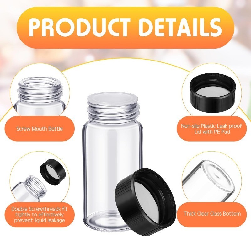 100 Pack 20 ml Glass Vials Clear Small Empty Glass Sample Bottles with ...
