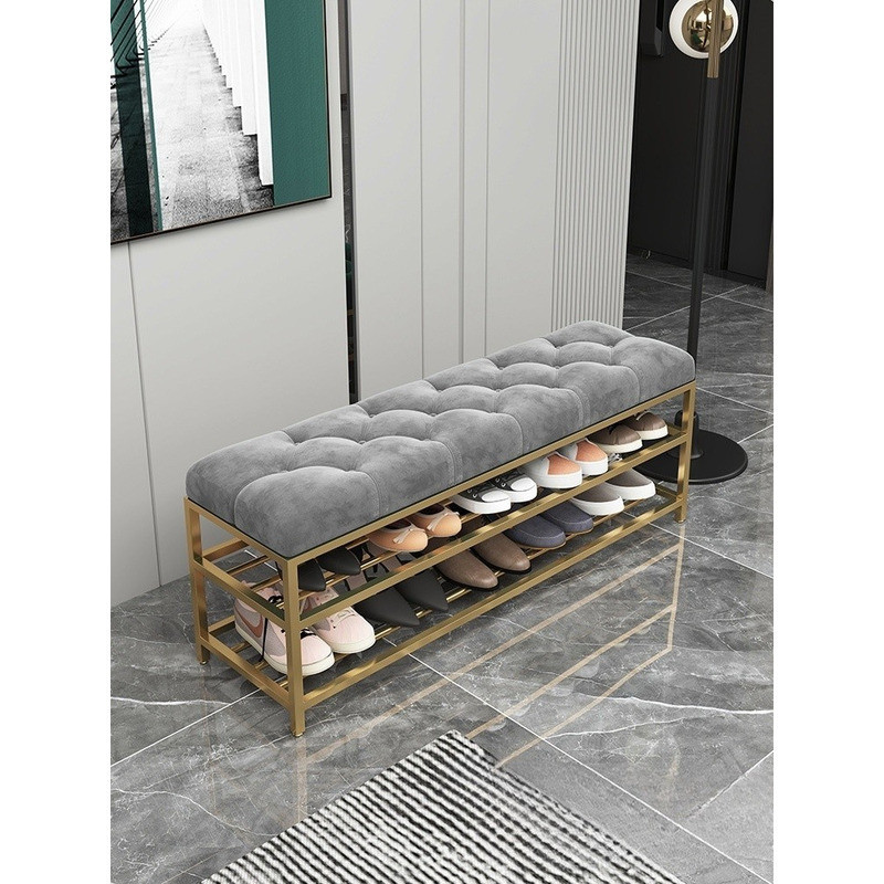 Light Luxury Shoe Changing Stool Nordic Shoe Rack With Seat Soft Roll ...