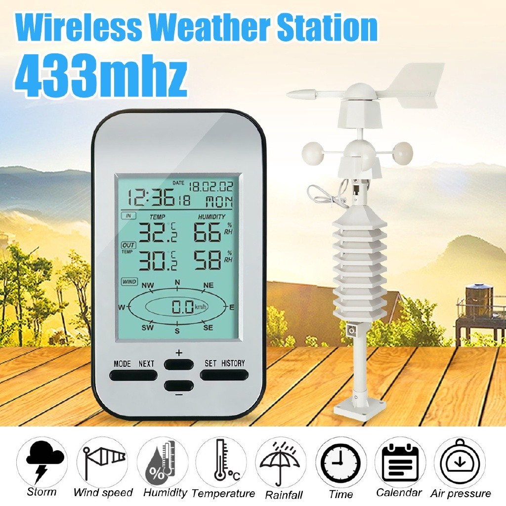 RF 433mhz Professional Wireless Weather Station Clock Wireless ...