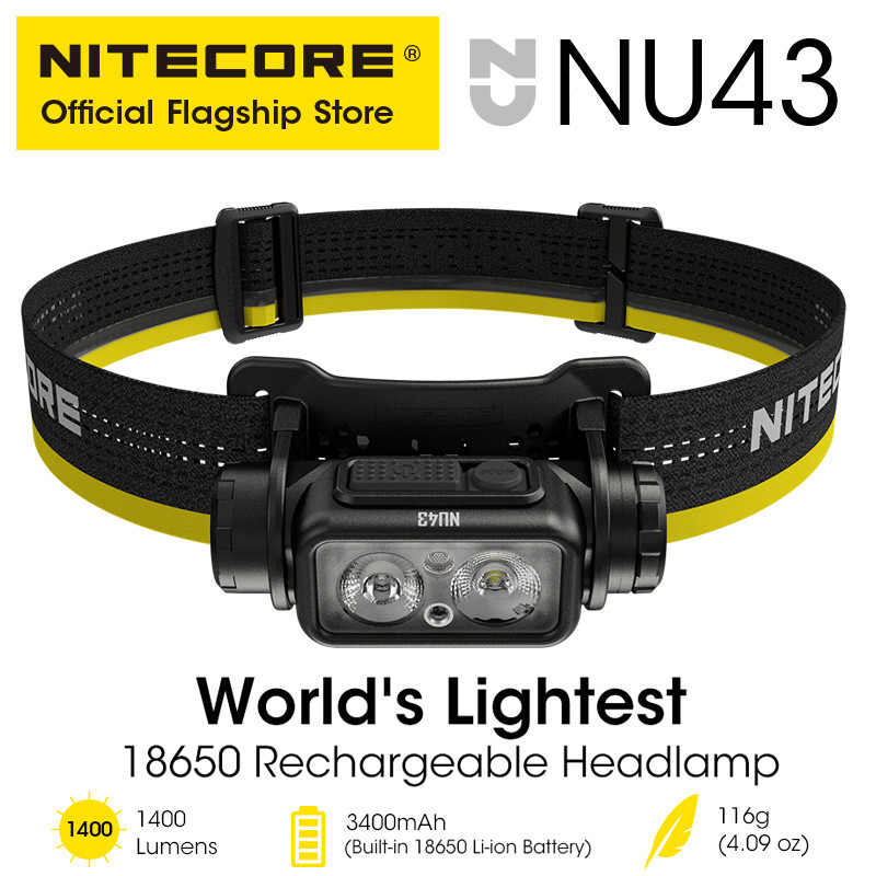 NITECORE NU43 USB-C Rechargeable Headlamp 1400 Lumens for Trail Running ...