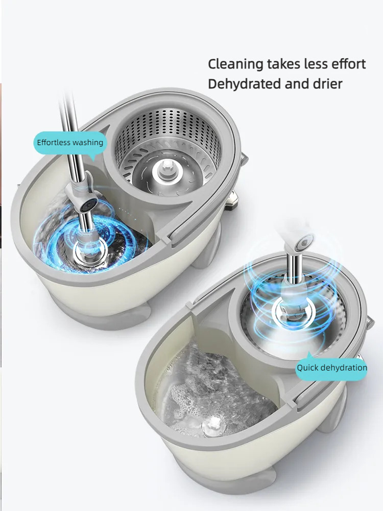 Foot Press and Hand Press Spin Mop Bucket Set Four-Drive Mop Bucket Hand-Wash-Free Automatic ...