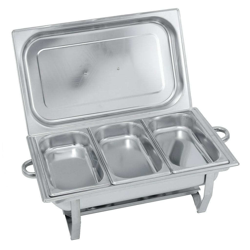 11L 3 Plates Foldable Stainless Steel Square Buffet Stove Dish Set ...