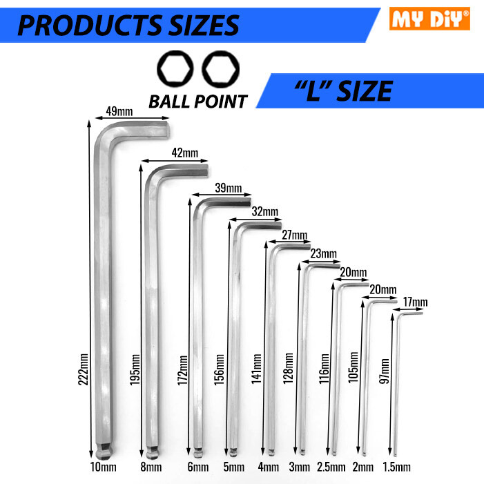 DIY Online4u - 9PCS ALLEN KEY SET BALL POINT ALLEN KEY TORX STAR ALLEN ...