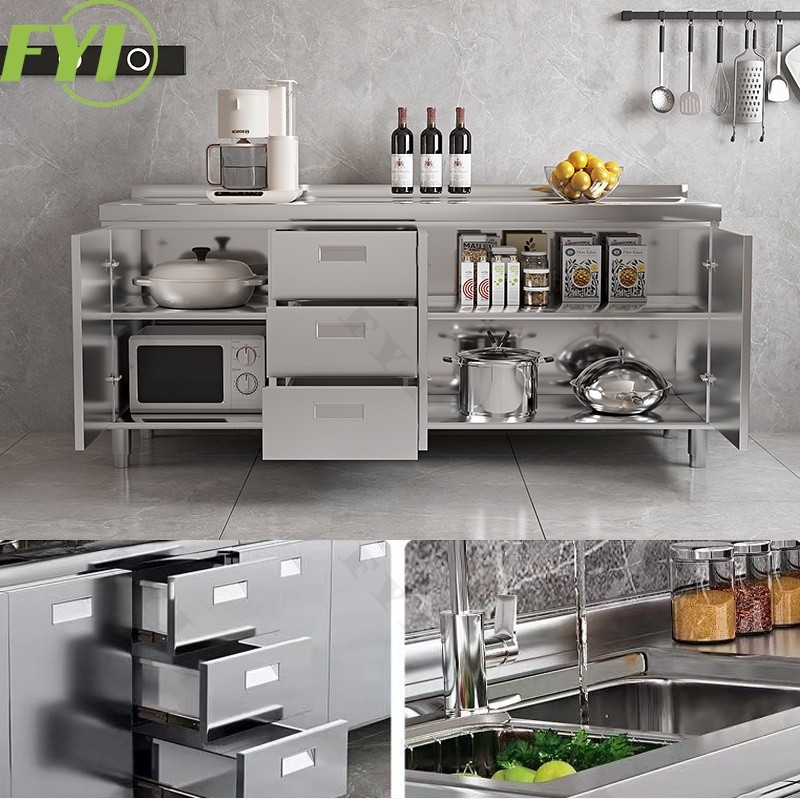 FYI Cupboard Stainless Steel Cabinet Storage Kitchen Stainless Steel ...