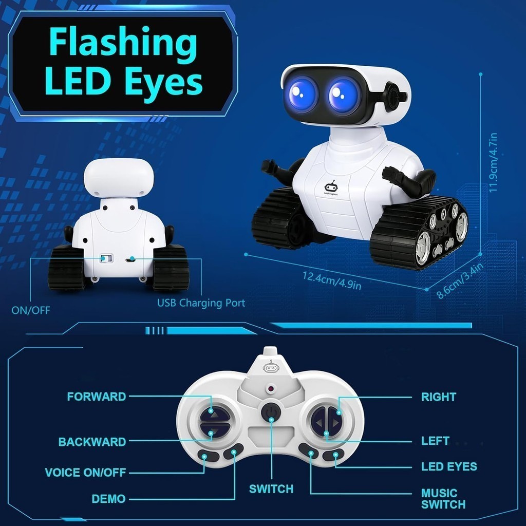 RC Toy Robot for Kids Remote Control Robot with LED Eyes Toy Gift for ...
