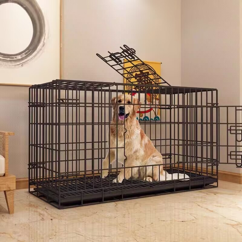 Dog cage、Foldable Space With Tray Medium Large Dog Pet Cages Are Solid ...