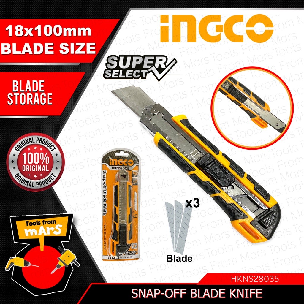 INGCO Snap Off Cutter Blade Knife Heavy Duty Super Select 18 x 100mm ...