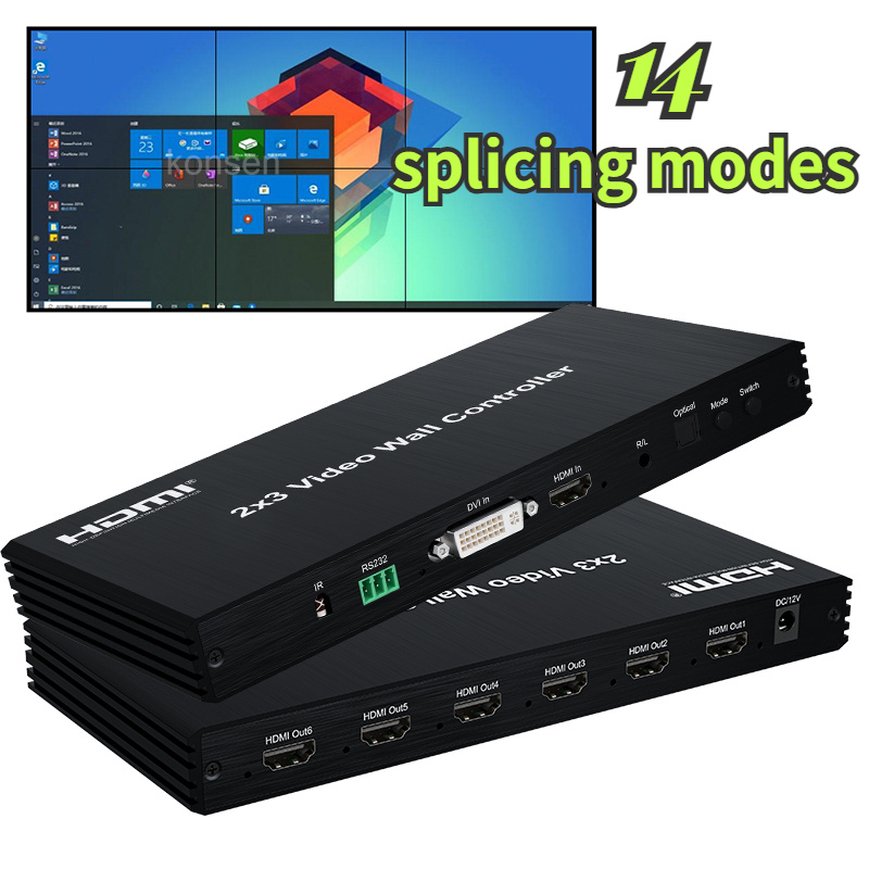 1080P 2x3 DVI HDMI Video Wall Controller 2x2 3x2 6 Screens TV Wall ...