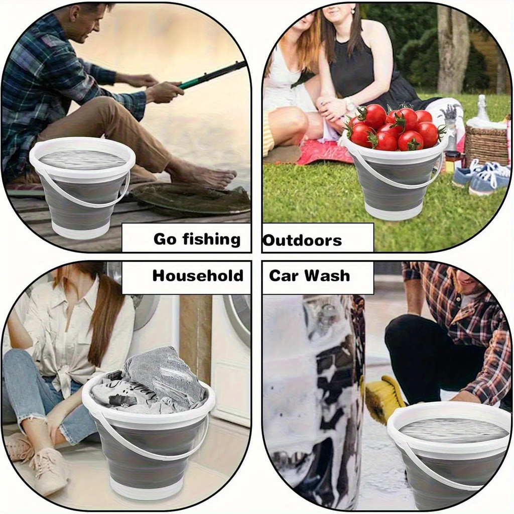 9.99Foldable Plastic Bucket，With sturdy handle and chiseled edges，Used ...