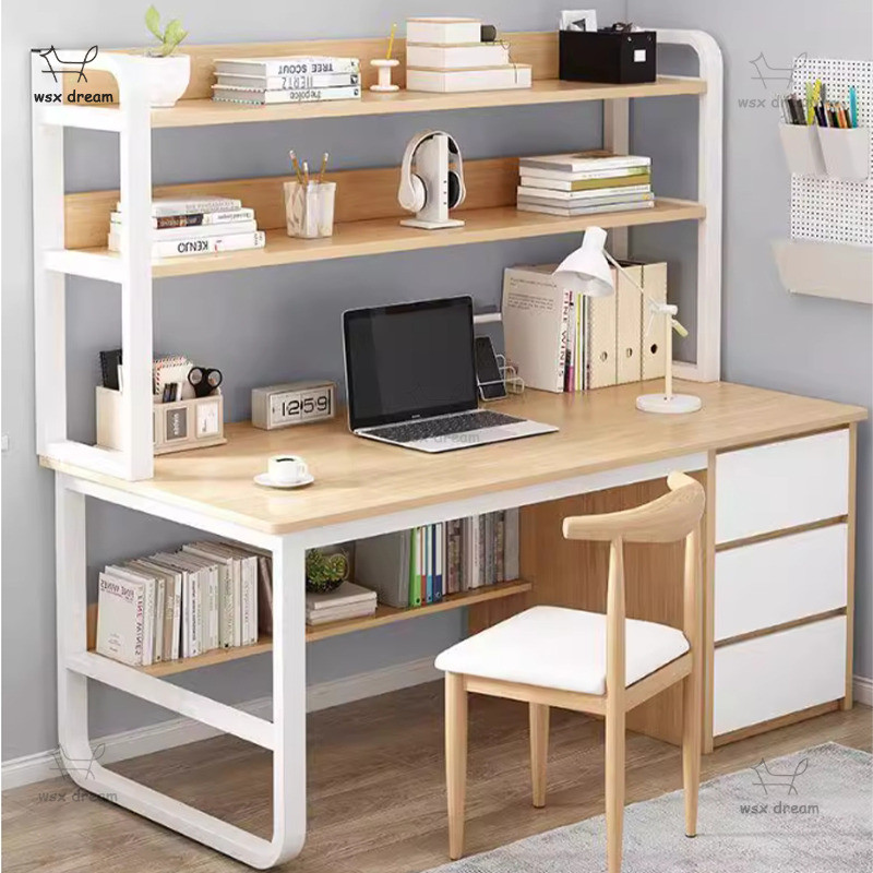 WSX Simple Modern Study With drawer Boohelf Computer Desk Bookcase ...