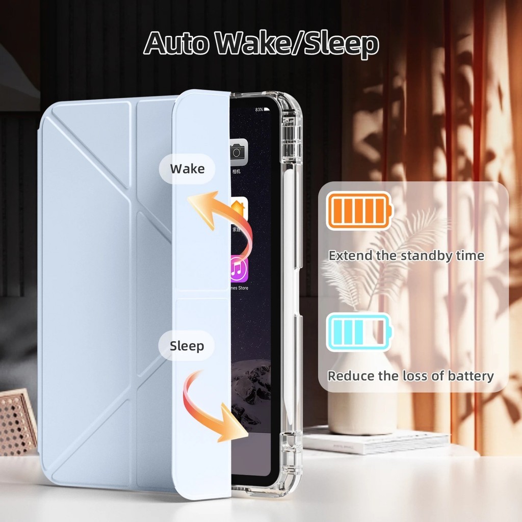 Y-Folding Magnetic Tablet Flip Leather Case for iPad Air 5 6 7 1 2 Pro ...