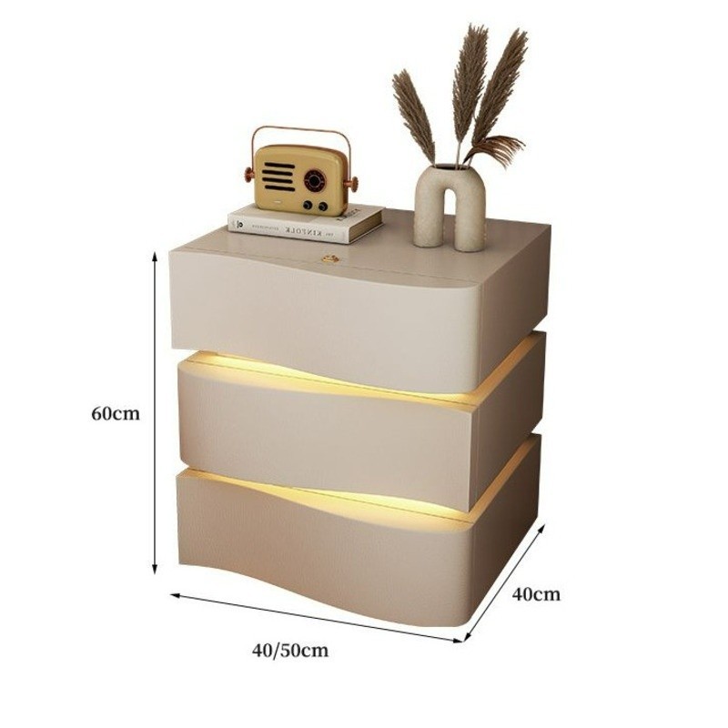 Smart Table With LED Light Home Bedroom Wooden Multi-layer Drawer ...