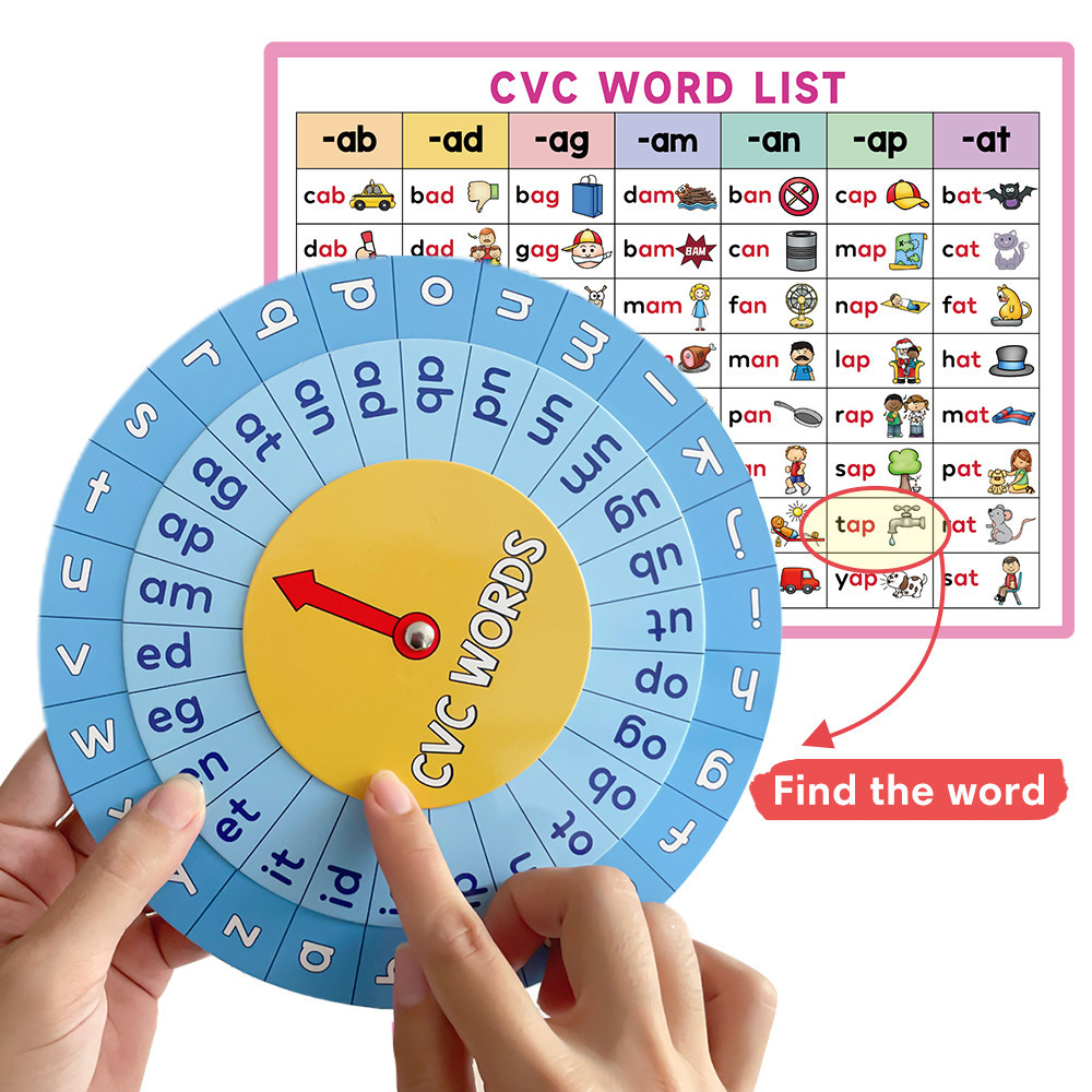 CVC Word Matching Turntable Spinner for Kids Interactive Activities ...