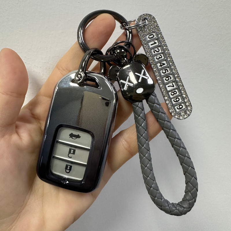 (Fit All Buttons) Honda Smart Car Key Cover For Honda CRV City Civic FC ...