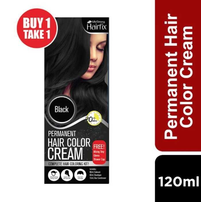 HAIRFIX Black Permanent Hair Color Cream Kit 120Ml ( ) ( ) ( ) | Shopee ...