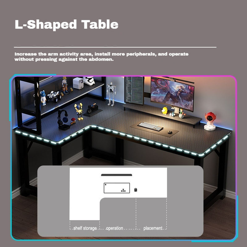[ SG ]Corner L Shape Computer Organizer Gaming Carbon Fibre Office ...