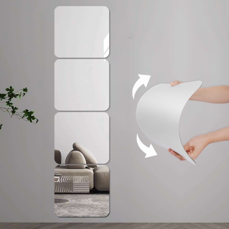 2 Sizes Self Adhesive Square Mirror Sheet For Bathroom Wardrobe ...