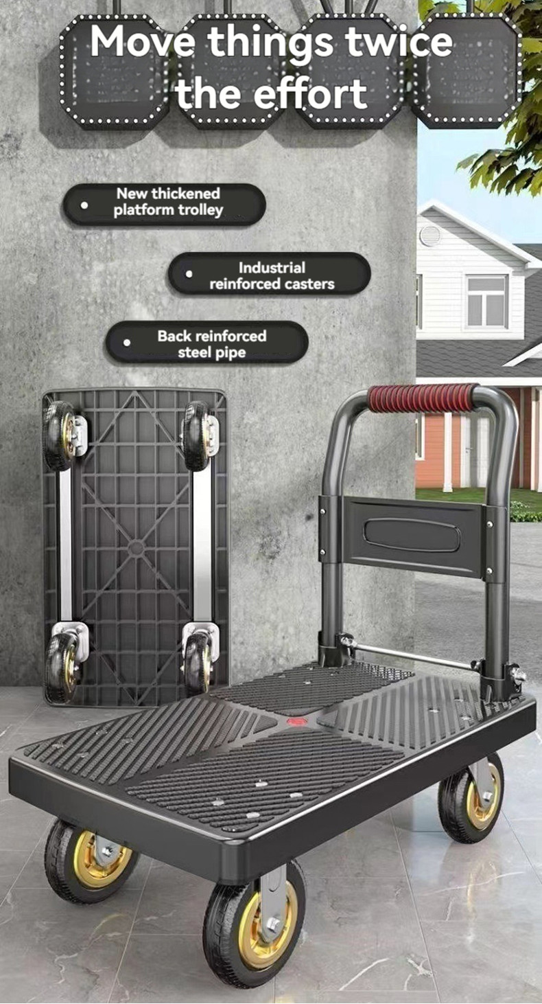 Small Utility Cart Four-Wheel Platform Cart Luggage Moving Cart ...