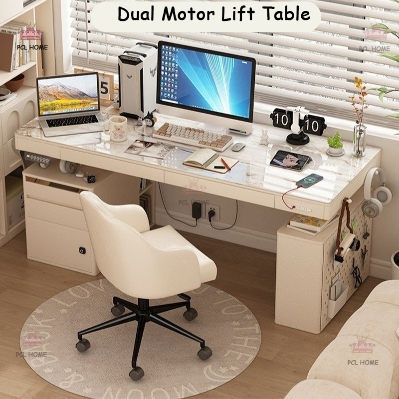 Solid Wood Height Adjustable Standing Upright Workbench Study Desk Home Office Computer Table ...