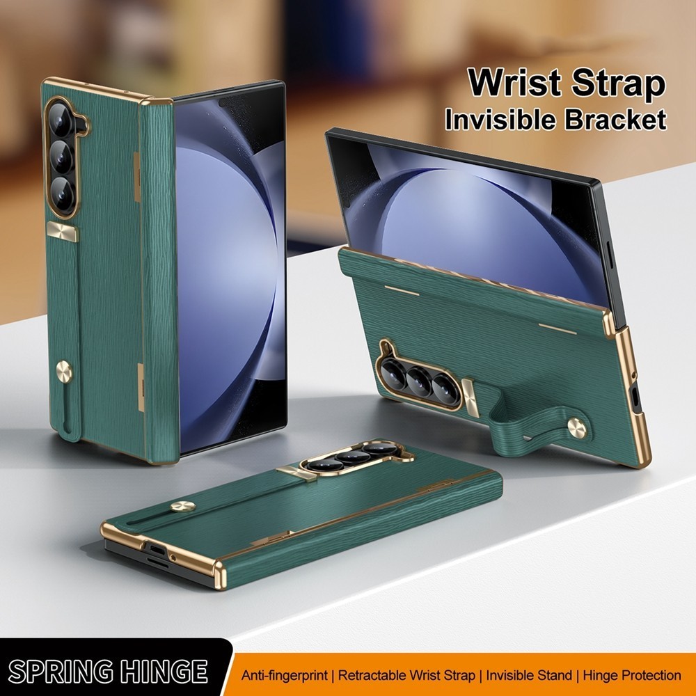 Anti-Dust Green Leather Casing for Samsung Galaxy Z Fold7 Fold6 Z Fold5 ...