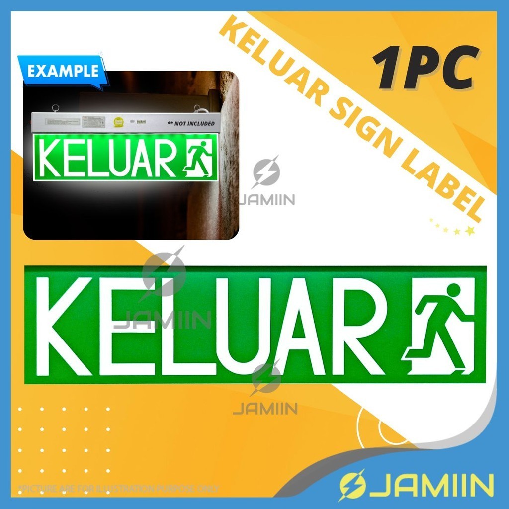 KELUAR Label Running Man Exit Sign Label For Emergency Light Board ...