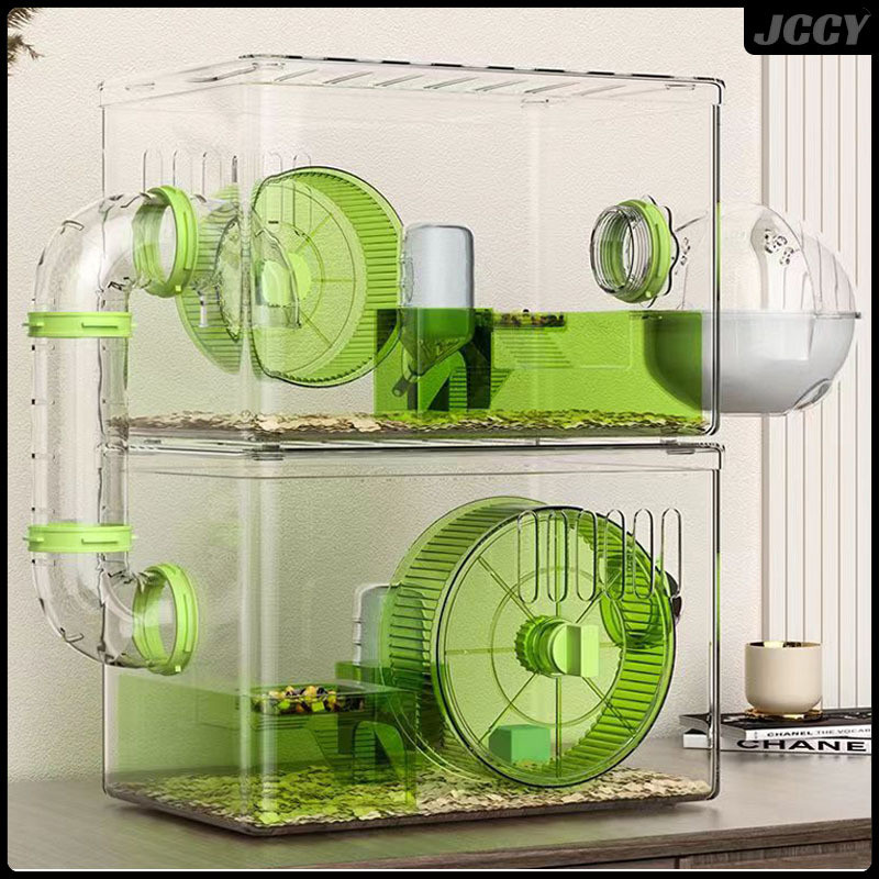 Hamster Cage Golden Bear Double-layer Villa Transparent Acrylic ...