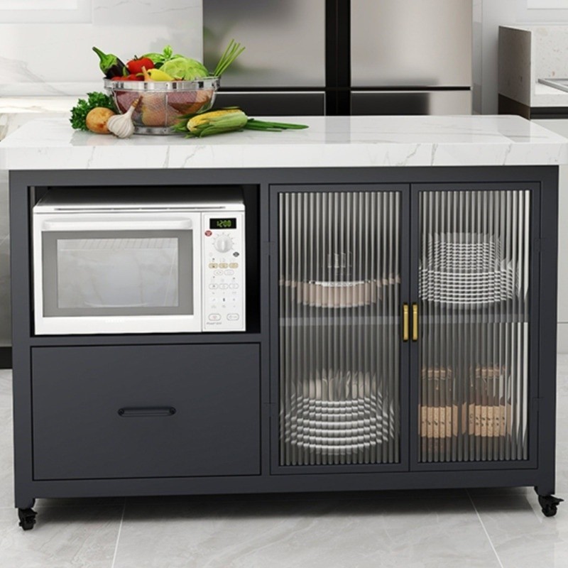 Movable Light Cupboard Marble Kitchen Island Integrated Cooking Table ...