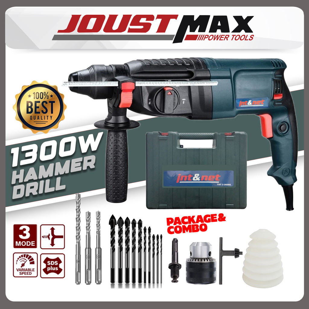 INT & NET 1300W 3 Mode Rotary Hammer Drill Wall Electric Hammer Impact ...
