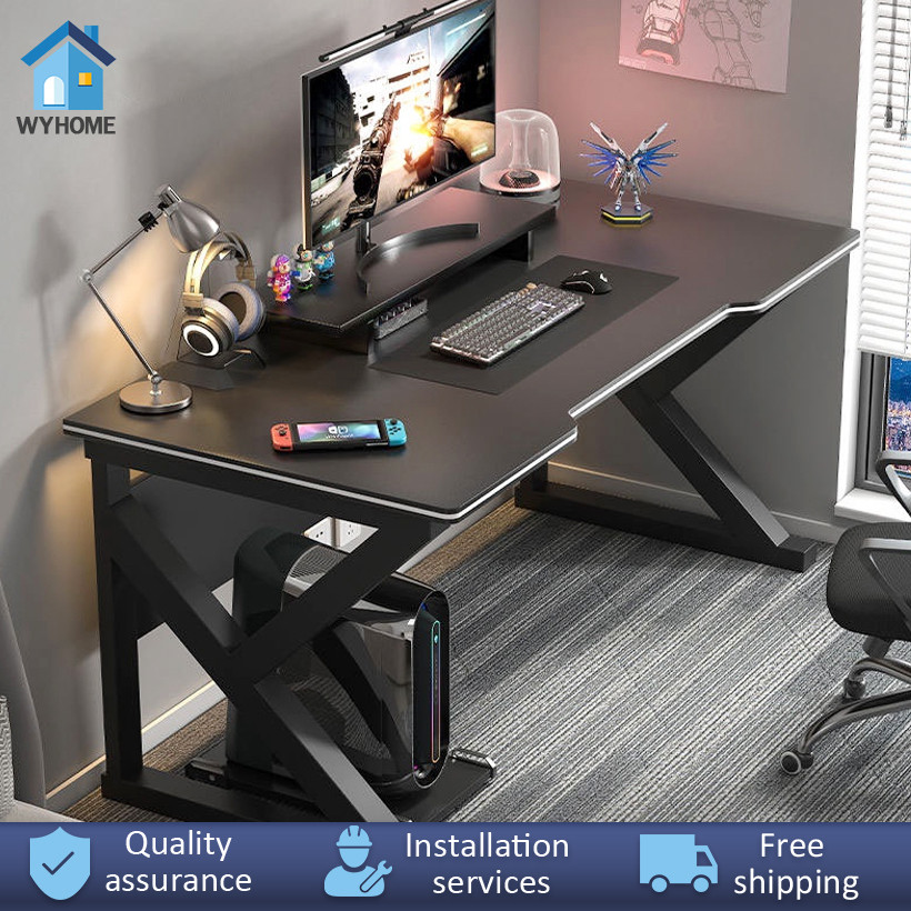 WY Computer Table Simple Desktop Steel Legs Office Bedroom With Display ...