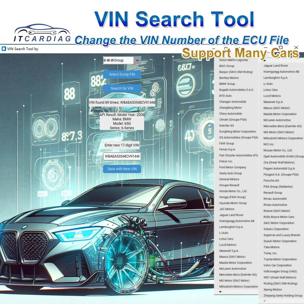 VIN Search Tool Change the VIN Number of the ECU Chip Tuning File for ...