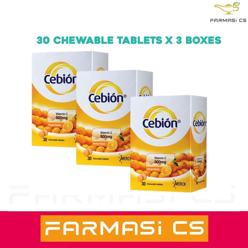 Cebion Vitamin C 500mg 30 chewable tablets x 3 boxes (TRIPLE) EXP:11/ ...