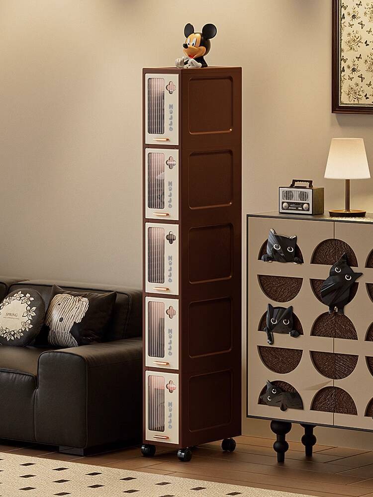 Narrow Gap Bookshelf Floor Storage Rack Ultra-Slim Organizer Cabinet ...