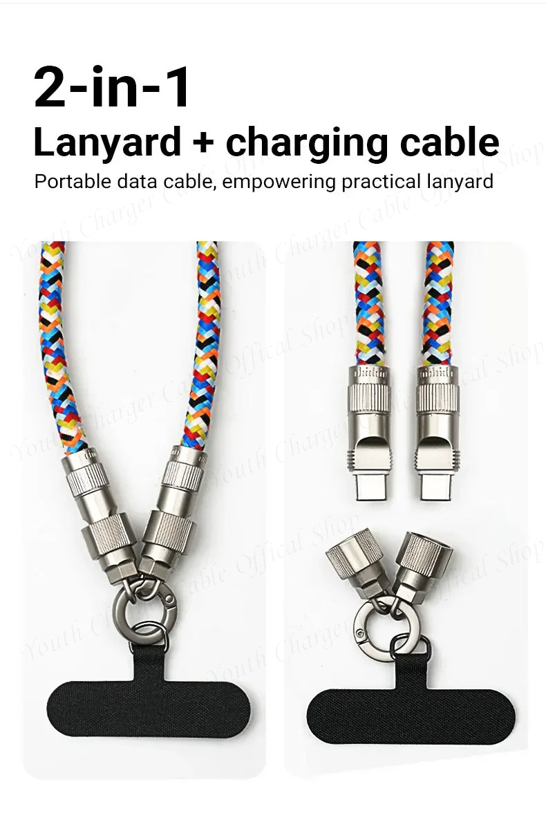 Fashion Data Cable Multifunctional 2 in 1 Phone Lanyard +Pd60W Charging ...