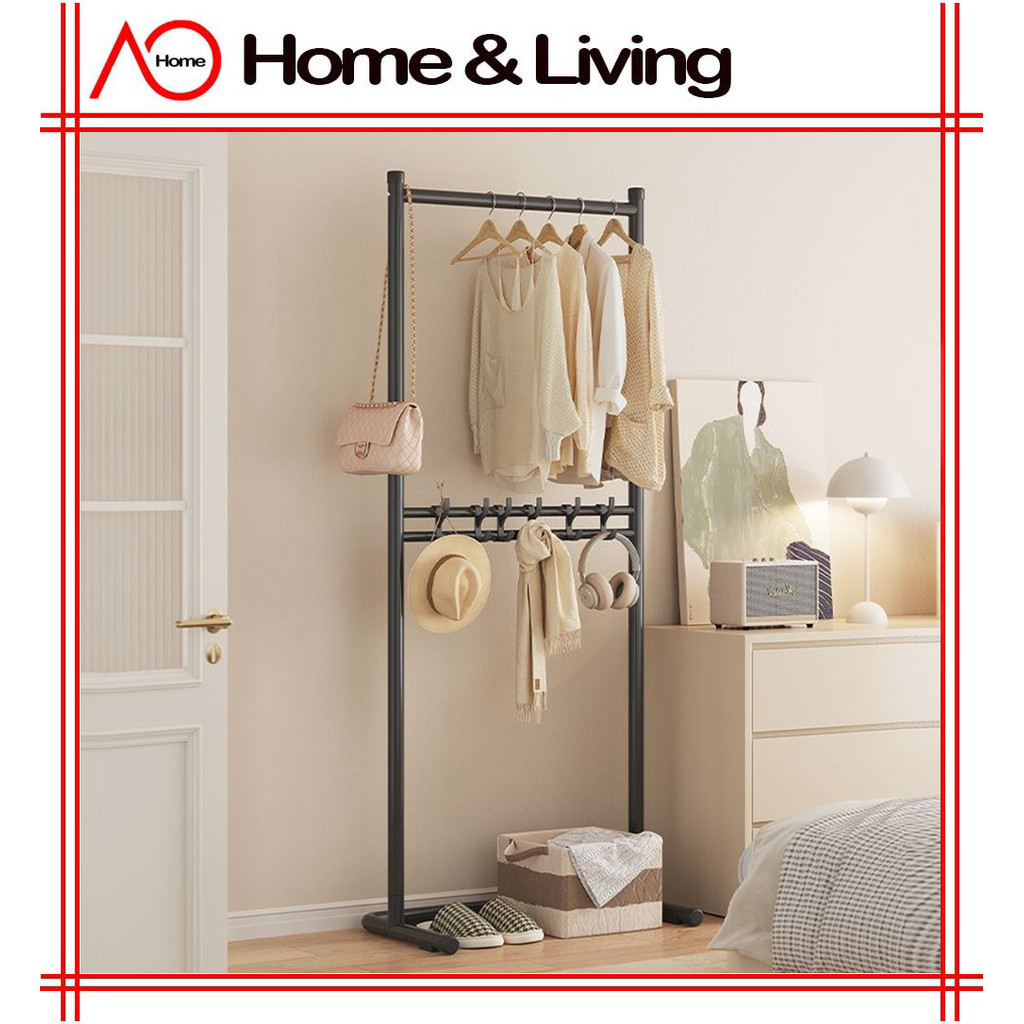 AO Home Floor-Standing Coat Rack Double-Layer Home Bedroom Bedside ...