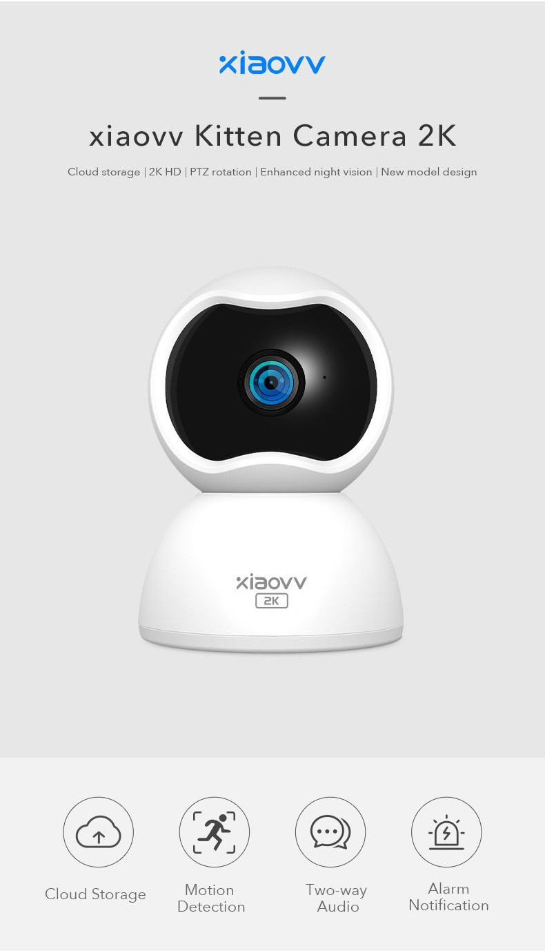 New Xiaovv Q2 Smart PTZ IP Camera CCTV Wireless 1296P Clear Image Night ...