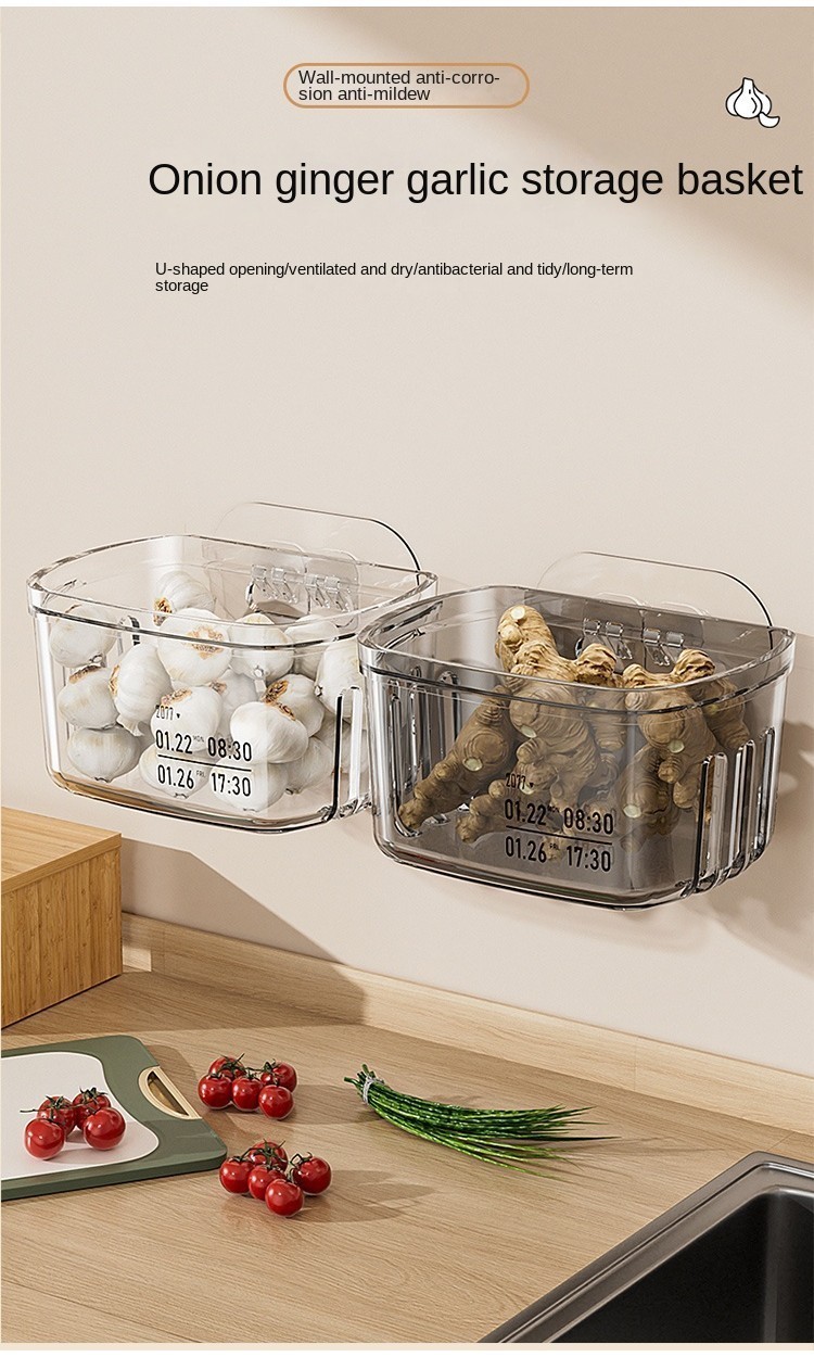 Wall Mounted Kitchen Condiments Organizer Rack Hanging Storage Fruit ...