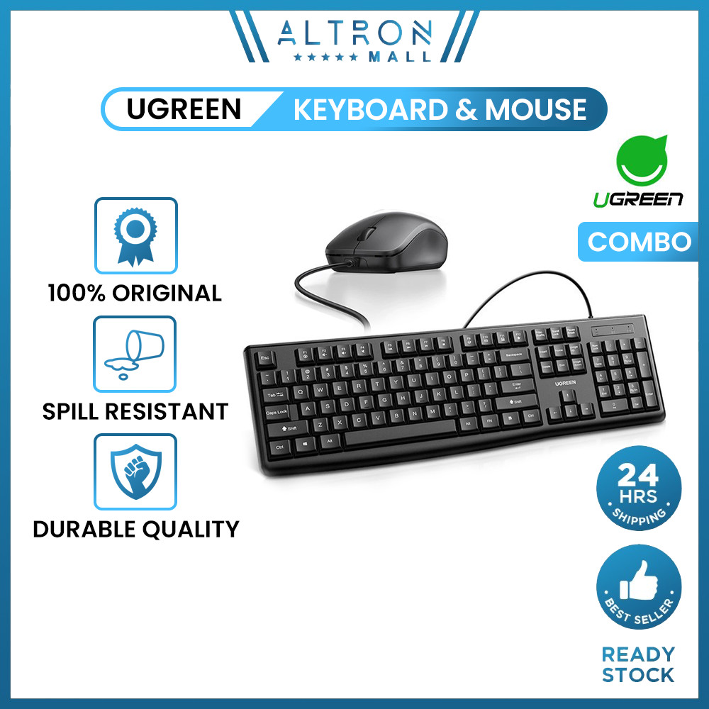 UGREEN Wired Keyboard and Mouse Combo Full Size 104 Keys Media Hotkeys ...