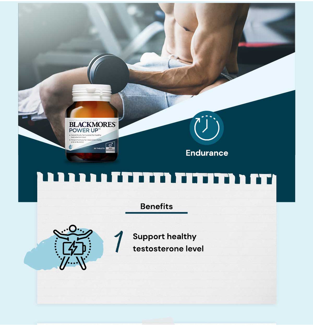 Blackmores Power Up (30s) – Supports Testosterone Level & Boosts ...