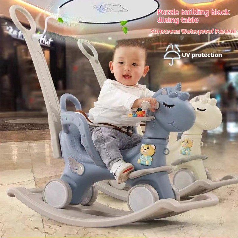 Ssr Horse Children Rocking Trojan Horse One Year Old Gift Baby Rocking ...