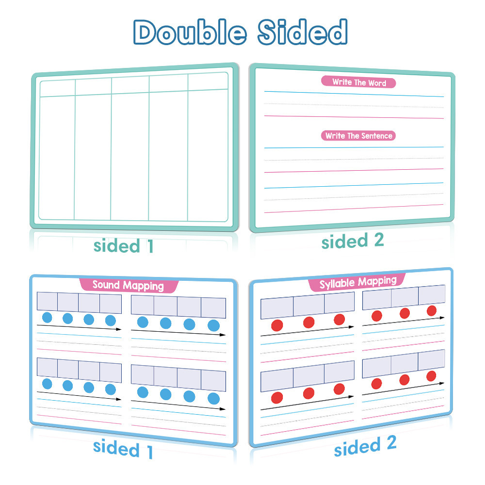 4Pcs CVC Phonics Whiteboard for Kids Children Kindergarten Dry Erase ...