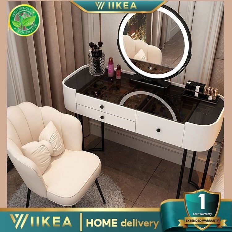 Dressing table Light luxury glass dressing table Modern minimalist ...